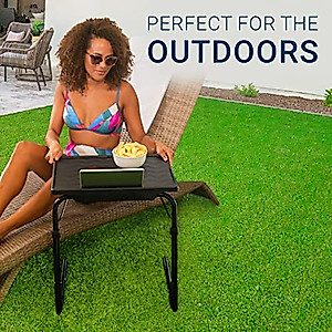 Table Mate XL TV Tray Table - Folding Couch Table Trays for Eating Snack Food, Stowaway Laptop Stand, Portable Bed Dinner Tray - Adjustable TV Table with 4 Set Angles, Black