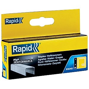 Rapid 11825725 Feindrahtklammer Typ 13/4mm, 2.500 St. Schachtel, 4 mm, Verzinkter Stahl