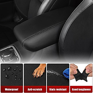 KBH Center Console Cover Replacement for Jeep Grand Cherokee & Dodge Durango 2011-2020, Vinyl Leather Armrest Upholstery, Anti-Scratch, Black (Leather Part Only)