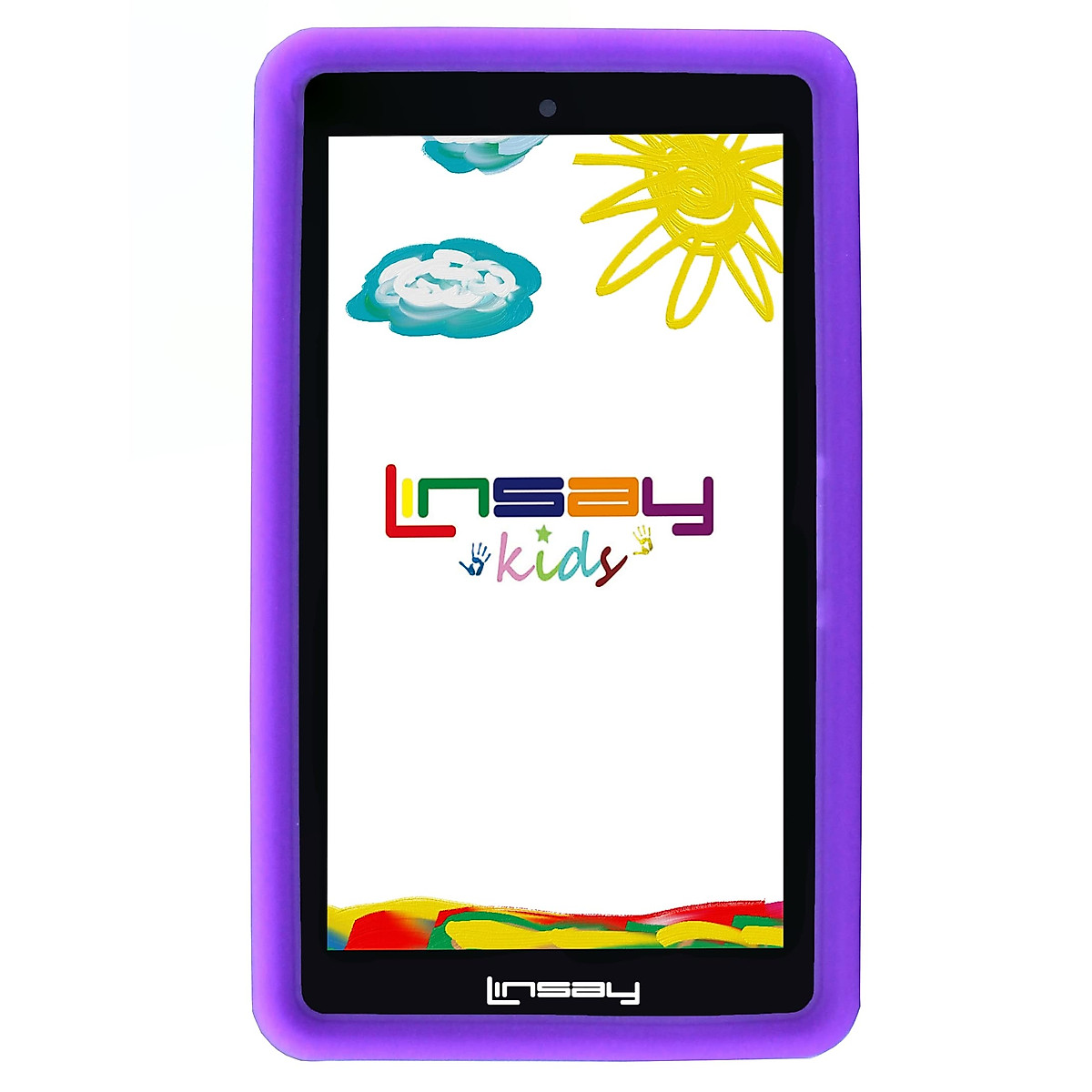 LINSAY 7" 2GB RAM 32GB Android 12 Tablet with Purple Kids Defender Case