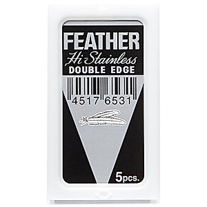 Olivina Men Safety Razor + 5 Stainless Steel Blades, Chrome Handle, 6-Piece Set