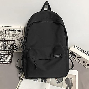 WEIIYONN Aesthetic Backpack for Women Kawaii Book bag Laptop Backpack Solid Casual Women's Daypack for Travel (Black)