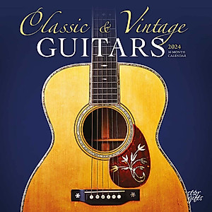 Classic & Vintage Guitars | 2024 12 x 24 Inch Monthly Square Wall Calendar | Sticker Sheet | StarGifts | Instrument Music Entertainment