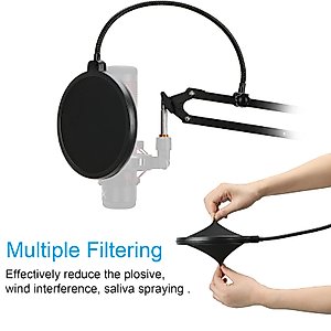 Quadcast Mic Boom Arm with Pop Filter - Advanced Microphone Arm Compatible with HyperX QuadCast Microphone, Professional Adjustable Scissor Microphone Stand by YOUSHARES