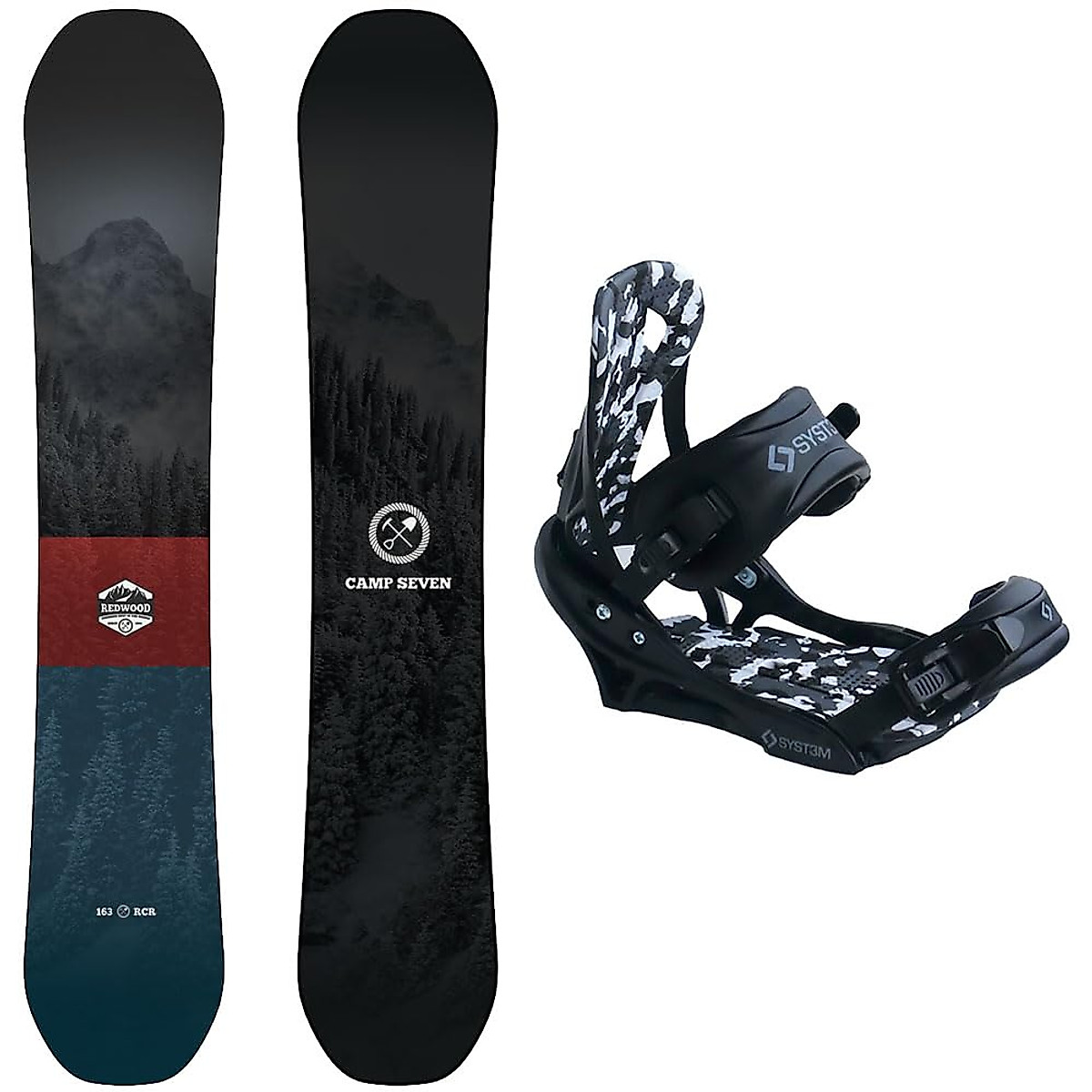 System Redwood Snowboard with APX Bindings Men's Snowboard Package 153 cm
