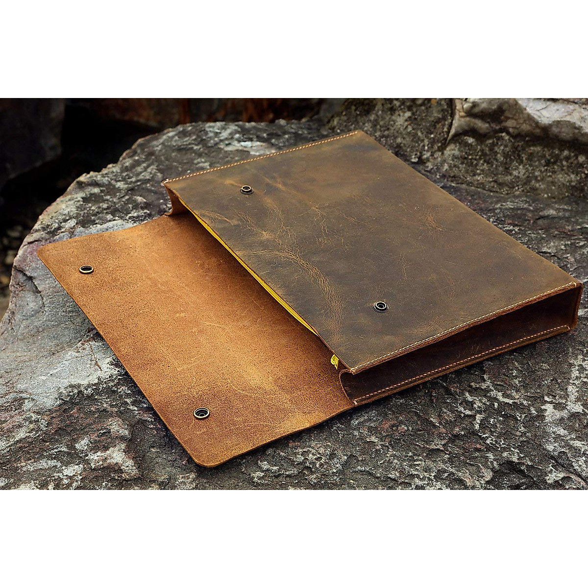 Personalized vintage leather document holder case folder,A4 / letter size leather paper file case organizer portfolio - DH05S