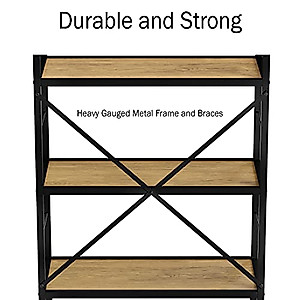 Lavish Home 5-Tier Bookshelf-Open Industrial Style Etagere Wooden Shelving Unit, 63", Oak