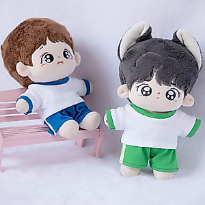 niannyyhouse 10cm 15cm 20cm Plush Doll Clothes Contrast T-Shirt Pants Sportswear Set Soft Stuffed Plush Toy Dress Up Accessories (a2, 20cm)