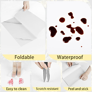 STICKEEP White Peel and Stick Floor Tile Waterproof 12&quot;x24&quot; Sheet Vinyl Flooring Peel and Stick Bathroom Floor Tile Stickers Linoleum Flooring Self Adhesive Floor Tiles Vinyl for Bedroom Kitchen 4 PCS
