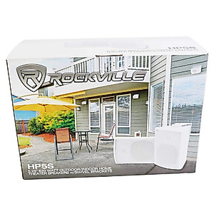 Rockville Pair HP5S 5.25" Outdoor/Indoor Home Theater Speakers w/Swivel Bracket, White