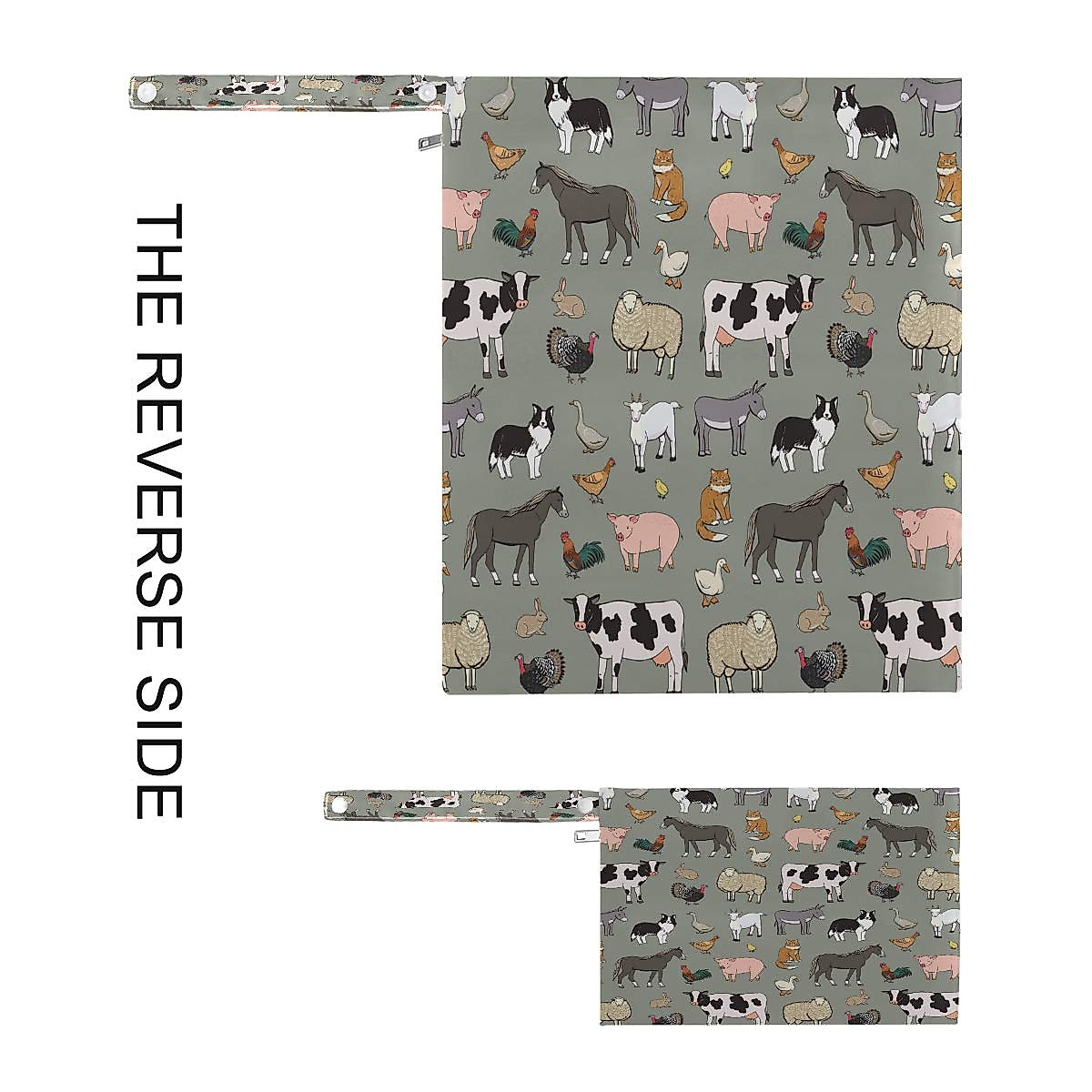 Blueangle Farm Animals Pattern Wet Dry Bag Cloth Diaper Bags - Waterproof Washable Reusable Diaper Organizer，2 Pack