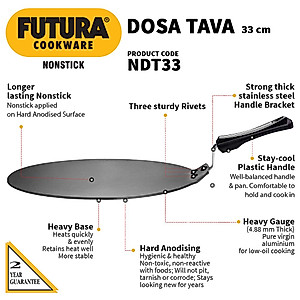 Hawkins Futura Nonstick Dosa Tava, Diameter 33 cm (13 inch), Thickness 4.88 mm (Black) NDT33