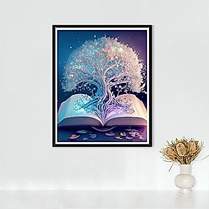 Rousp DIY 5D Diamond Painting Kits for Adults Diamond Art White Tree of Life Diamond Painting Full Drill Crystal Rhinestone Embroidery Craft Kits for Home Wall Decor Gifts, 15.7x19.7inch