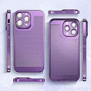 Electroplating Heat Dissipation Phone Case for iPhone 14 13 12 Promax, New Heat Dissipation Plating Fine Hole Protector for iPhone Case, in Crystal Lens Film Coating Mobile Phone Case(14Pro Max, Gold)