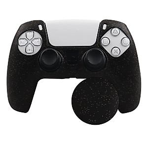 RALAN Controller Skin for PS5 Glitter Anti-Slip Silicone Cover Protector Case Compatible with PS5 Wireless/Wired Gamepad Controller with 4 Cat Paw Thumb Grip Caps & Black Pro Thumb Grip x 8.