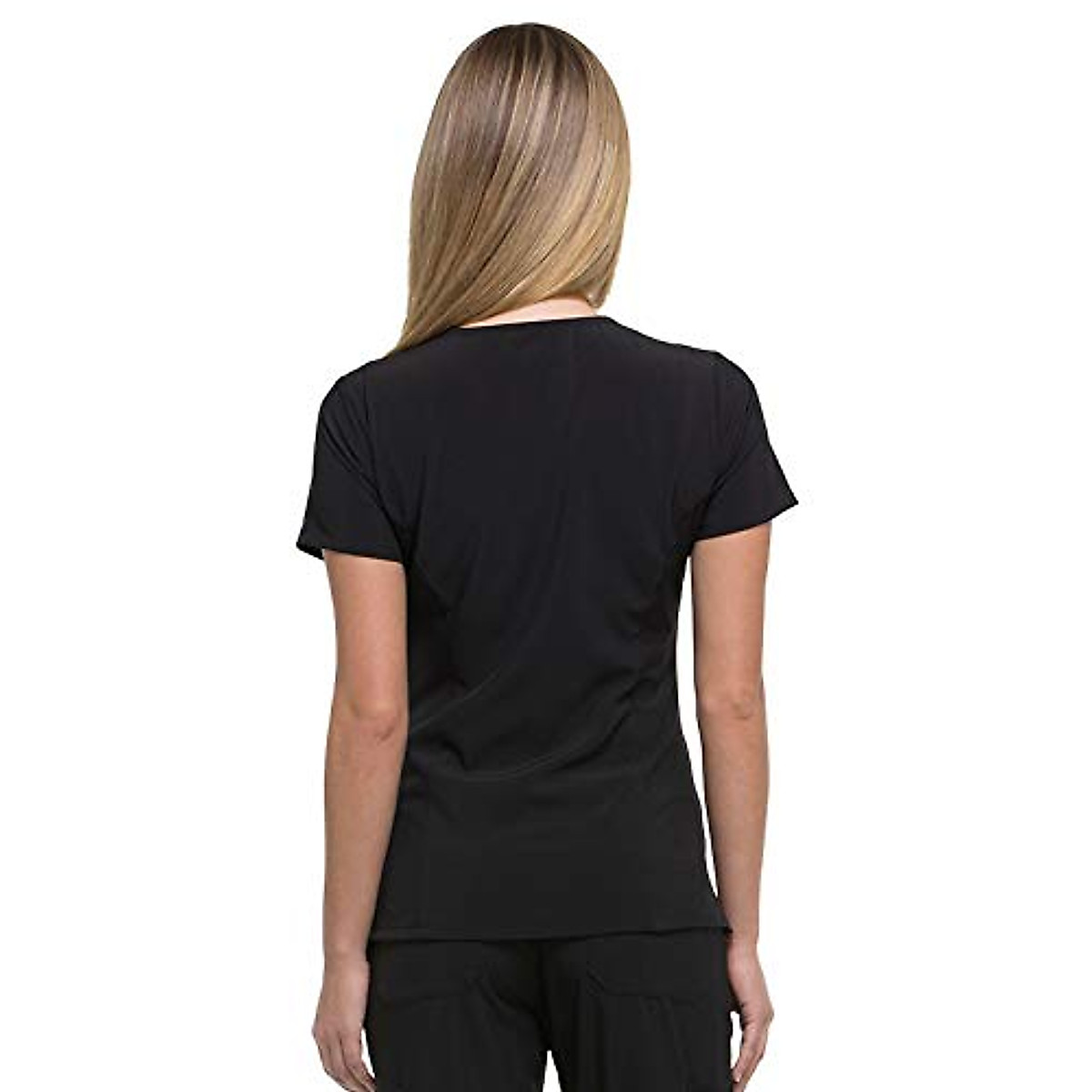 Dickies EDS Essentials Scrubs, V-Neck Womens Tops with Four-Way Stretch and Moisture Wicking DK615, S, Black