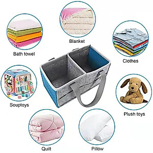 Carrying Case for Toniebox Starter Set, Storage Bag for Tonies Box with Elastic Bands for Tonies Figures Large Felt Cloth Portable Bag Carrying Bag for Tonies Characters and Audio Player, Blue, 27