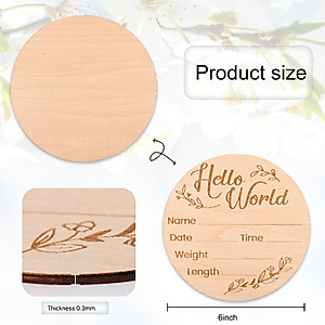 Wooden Baby Name Announcement Sign, 6inch Diameter Hello World Newborn Sign Birth Announcement Sign New Baby Sign for Hospital Nursery New Parents Baby Shower