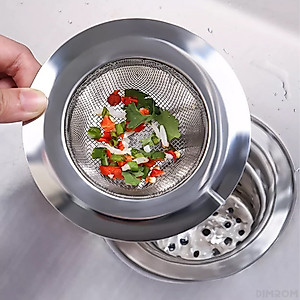 2Pcs Kitchen Sink Strainers with Lids - Stainless Steel Sink Strainer for Kitchen Sink - Hair Catcher Bathroom Sink Strainer - Anti Clogging Drain Strainer Set 4.5'' Kitchen Sink Drain Stopper Wide