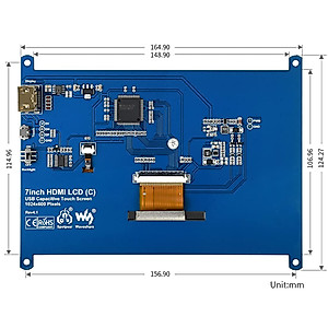 waveshare [Latest Version] Raspberry Pi 4 Display 7inch Capacitive Touch Screen LCD Monitor for Raspberry Pi 400 4 3 Model B Supports All Versions of Raspberry Pi Windows Capacitive