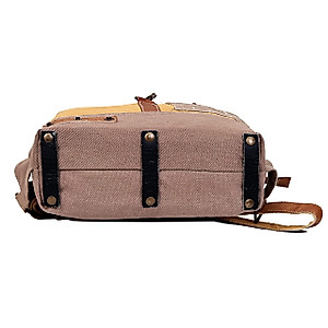 CLA Bags, 20 Inch Upcycle Canvas & Cowhide Leather rucksack for women, canvas backpack for women