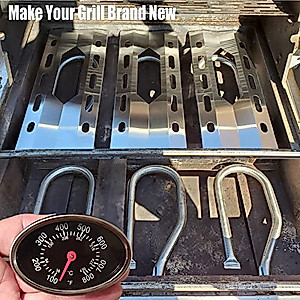 Hisencn Repair Parts for Costco Kirkland 720-0108, Nexgrill 720-0011, 720-0047-U Gas Grills, Replacement Stainless Steel Burner Tube, Heat Plate Tent, Temp Gauge Heat Indicator 22551, NGB1, NGSHP3