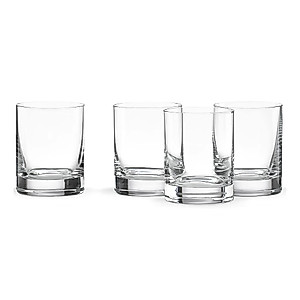 Lenox Tuscany Classics Cylinder DOF Whiskey Glasses with Pineapple Engraving/Set of 4 Engraved Crystal Rocks Glasses for Bourbon, Scotch, Rye, Clear