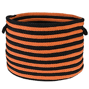 Colonial Mills Spunky Stripe Basket, 14-Inch by 14-Inch by 10-Inch, Orange/Black