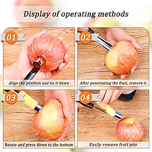 2PCS Apple Cupcake Corer, Fruit Vegetable Core Remover, Profession Healthy Stainless Steel Apple Remover Household Kitchen Tool for Fuji, Pears, Bell Peppers - Black