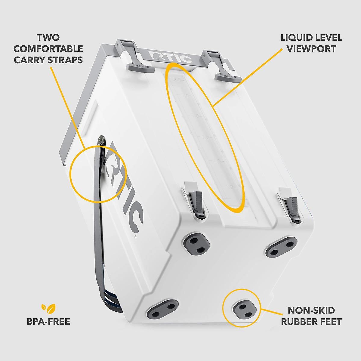 RTIC Halftime Water Cooler Portable Carrier Container, Drink Beverage Dispenser, Stackable with 2 Taps, Bottleless, BPA-Free, for Sports, Camping, BBQ, Parties, Picnic, & More, White