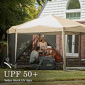 Coleman Back Home Screen Canopy Tent with Instant Setup, Outdoor Gazebo for Bug-Free Lounging, Shelter Fits Over Picnic Tables for Parties, Events, Tailgating, Picnics, & More