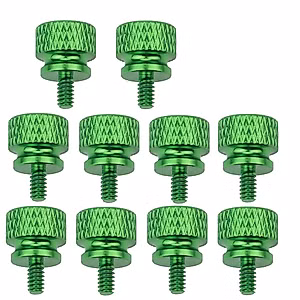 YATENG 10-pcs Anodized Aluminum Computer Case Thumbscrews (6-32 Thread) for Computer Cover/Power Supply/PCI Slots/Hard Drives DIY Personality Modification & beautification (Green)