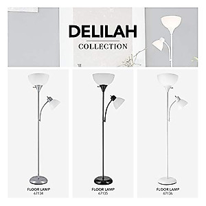 Globe Electric 67136 72" Torchiere Floor Lamp + Adjustable Reading Light, Matte White, Frosted Plastic Shade, 3-Step Rotary Switch on Floor Lamp Socket, Home Improvement, Home Office Accessories