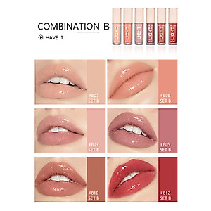 BANGFENG 6PCS Lip Oil Light Lipgloss Set, Moisturizing Hydrating Lip Glow Oil Lip Gloss Kit High Shine Lip Plumping Glass Finish Lip Gloss Liquid Lipstick for Women (Set B)