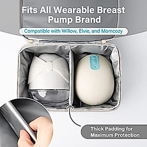 Storage Bag Compatible with Willow, Elvie, Carrying Case for Wearable Breast Pump (Grey)
