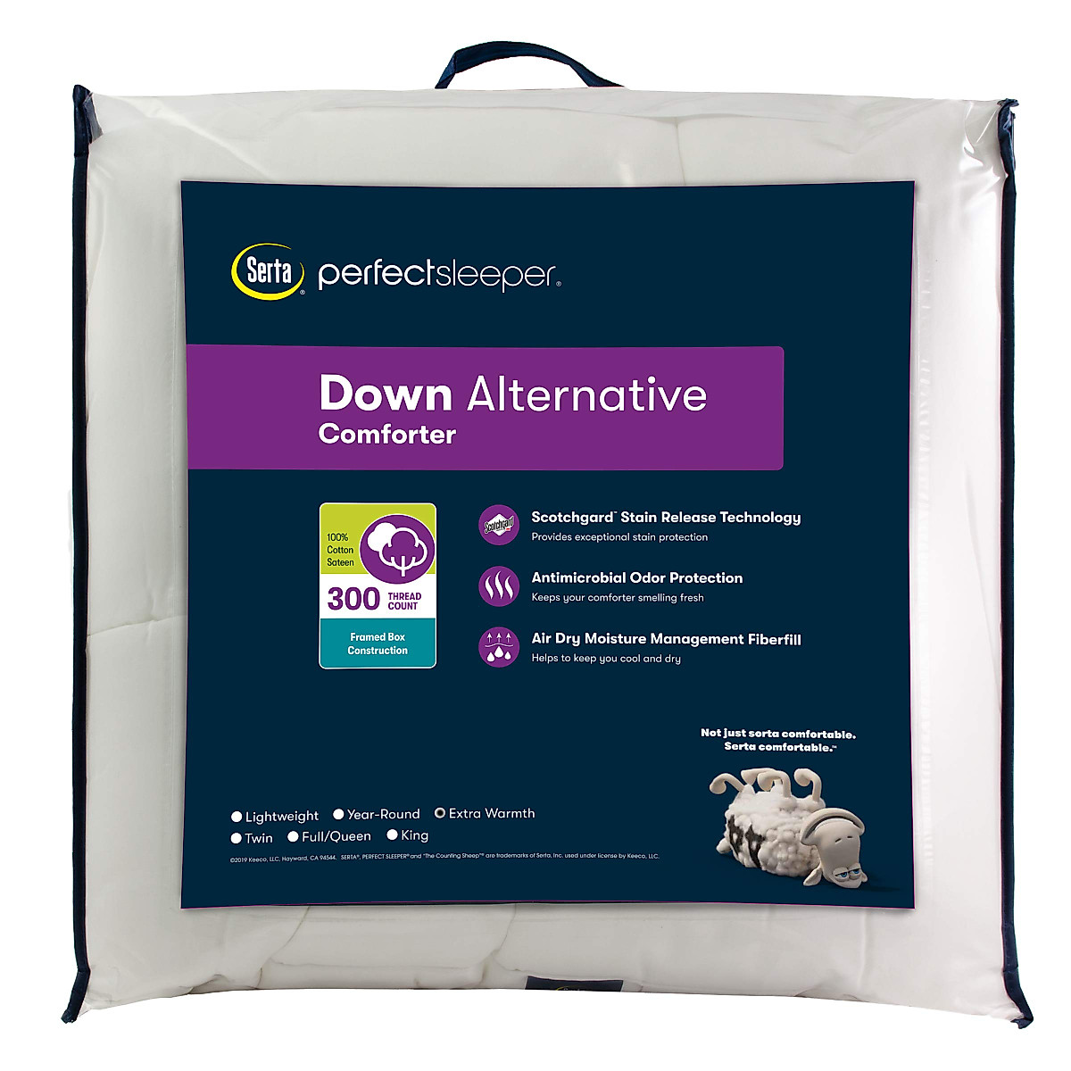 Serta Extra Warmth Quilt-Stitched Fiber Fill Down Alternative Comforter, Twin, White