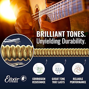 Elixir Strings, Acoustic Guitar Strings, 80/20 Bronze with POLYWEB Coating, Longest-Lasting Warm Tone with Comfortable Feel, 6 String Set, Custom Light 11-52