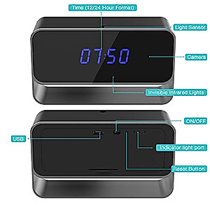 GooSpy Hidden Camera Clock WiFi Spy Camera FHD1080P Wireless Secret Nanny Cam Small Surveillance Security Cams Enhanced Night Vision Motion Detection Alert