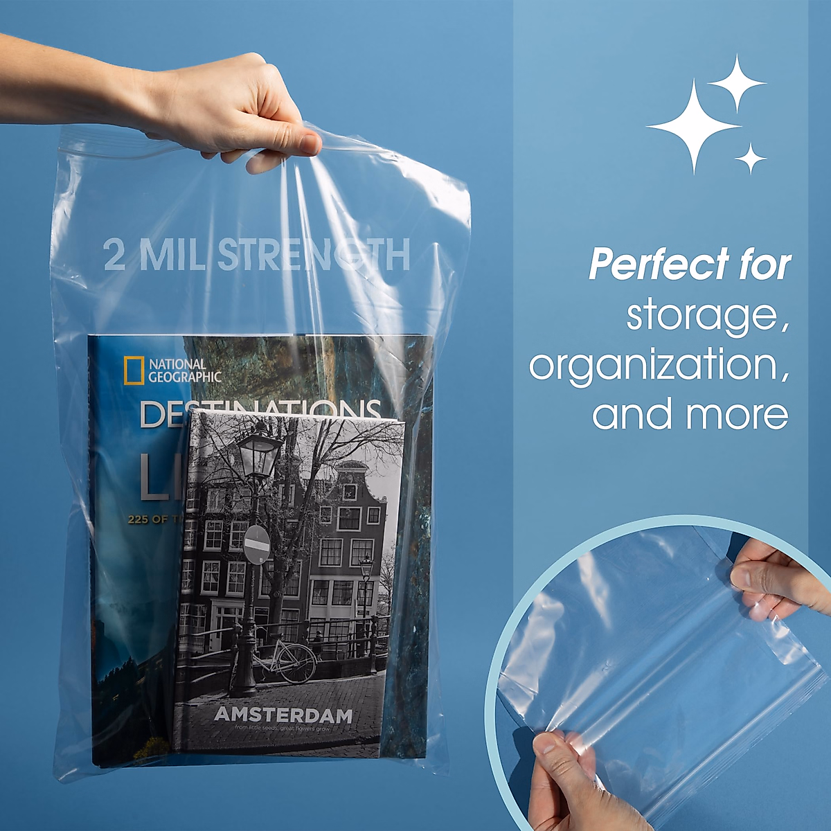 Spartan Industrial - 16” X 20” (100 Count) 2 Mil Clear Reclosable Zip Plastic Poly Bags with Resealable Lock Seal Zipper