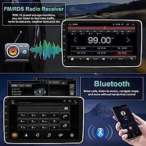 2022 Android 11 Rotating Touch Screen Car Stereo with Apple Carplay Android Auto, 10" Car Radio with Hi-Fi FM/RDS GPS WiFi Double Din Head Unit Support Bluetooth AHD Backup Camera(2+32)