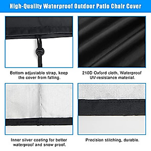 Outdoor Patio Chair Cover 2 Pack, Luxiv Large Waterproof Garden Chairs Covers for Deep 25"L x 25"W x 51”H Outdoor Stacked Chairs Covers with Storage Bag