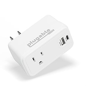 Plugable Wall Outlet Extender with 1x USB-C and 1x USB, 32W USB C Charger Block, USBC Fast Charger for iPhone 13/14, Travel, Home, Office, Cruise Ship