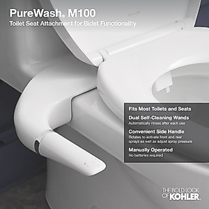 KOHLER 22860-0 Purewash M100 Toilet Seat Attachment For Bidet Functionality