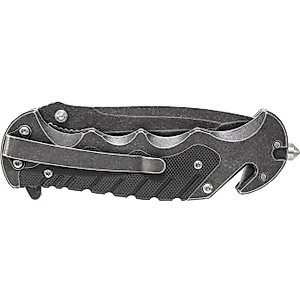 Smith & Wesson Border Guard SWBG10S 8.3in High Carbon S.S. Folding Knife with 3.5in Serrated Tanto Blade and Aluminum Handle for Outdoor, Tactical, Survival and EDC ,Black
