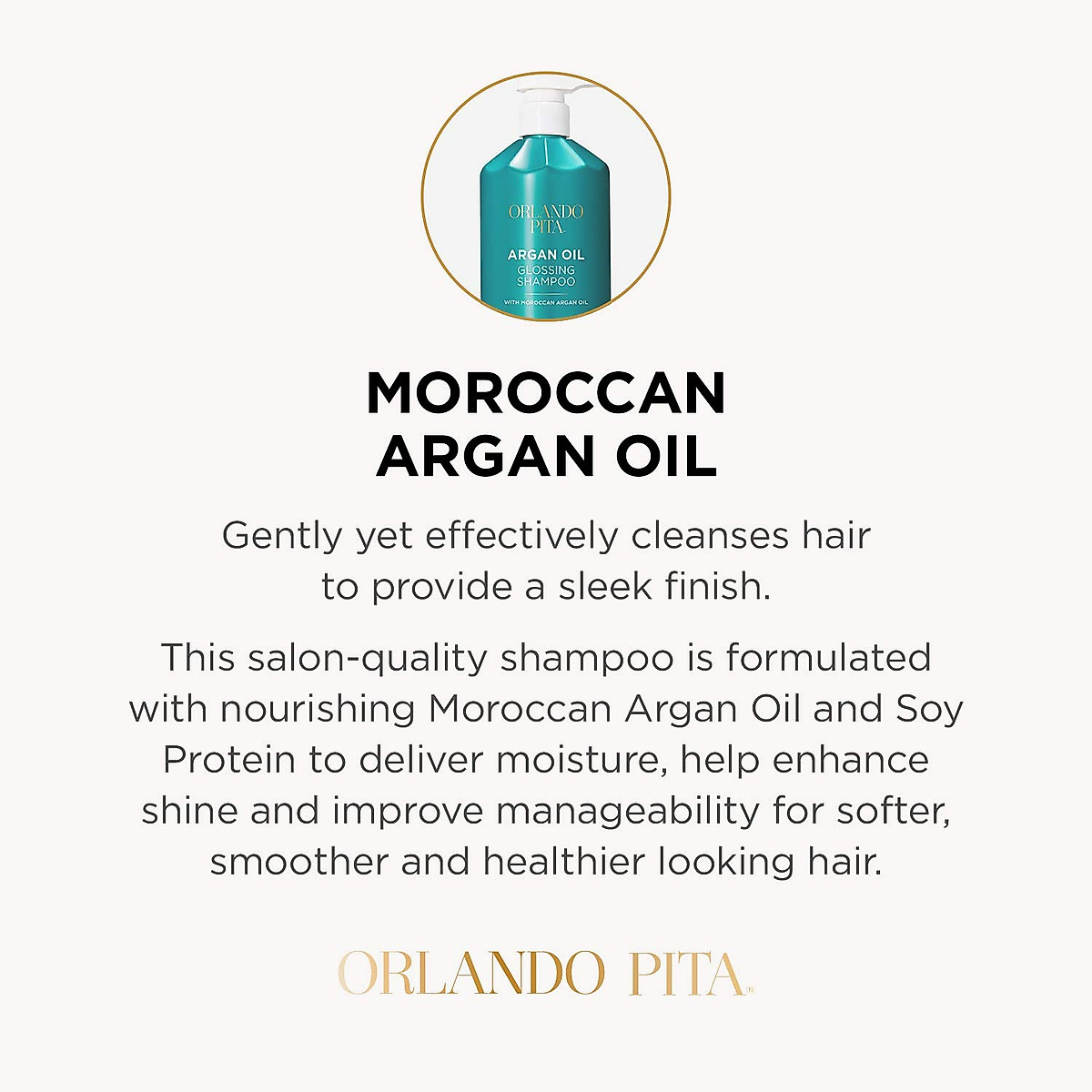 ORLANDO PITA Argan Oil Shampoo, 27 Fl Oz Salon Size- Premium Nourishing Hair Care for Men & Women - Professional Moisturizing, Anti Frizz, Hydrating Solution for Dry, Damaged Hair