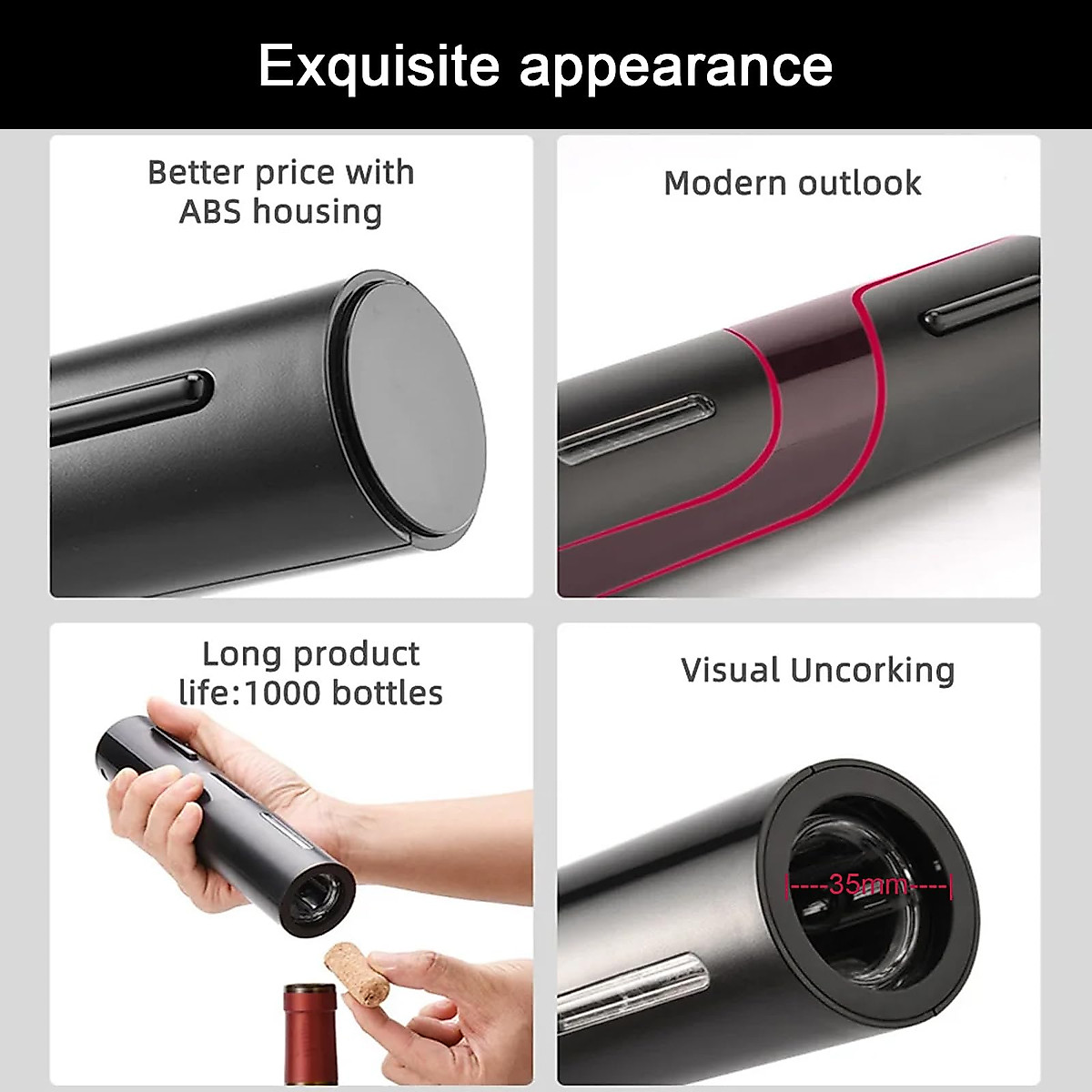 Danett Electric Wine Opener Set - Automatic Corkscrew Opener with Foil Cutter, Pourer, and Vacuum Stoppers - Battery Operated - 4-in-1 Wine Accessories Kit-for Wine Lovers