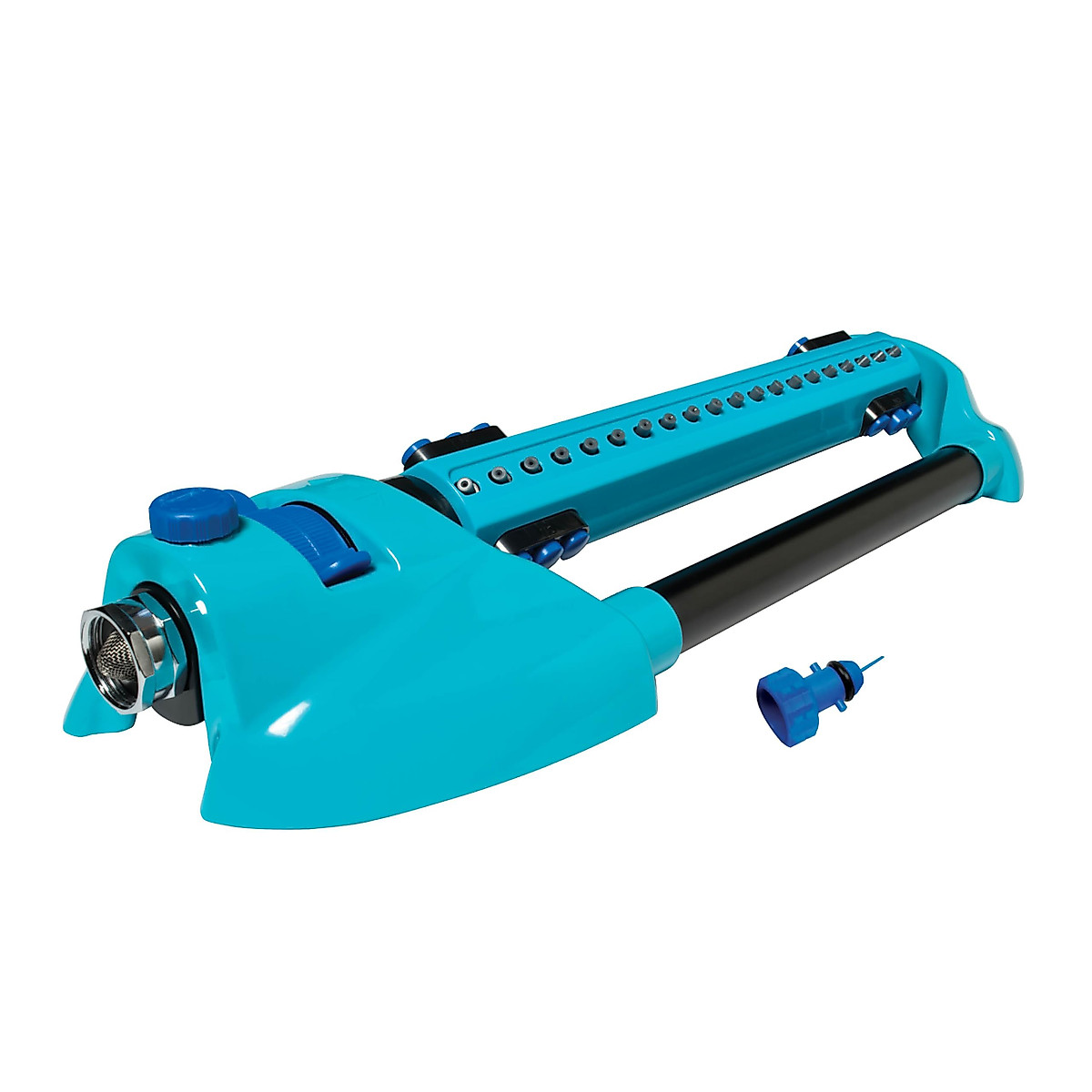 Aqua Joe AJ-OMS20-BRS 4973 Sq Ft Variable-Width Turbo Oscillating Sprinkler, 6 Switchable Spray Nozzles