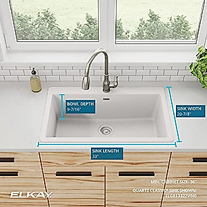 Elkay Quartz Classic ELGR13322WH0 White Single Bowl Top Mount Sink