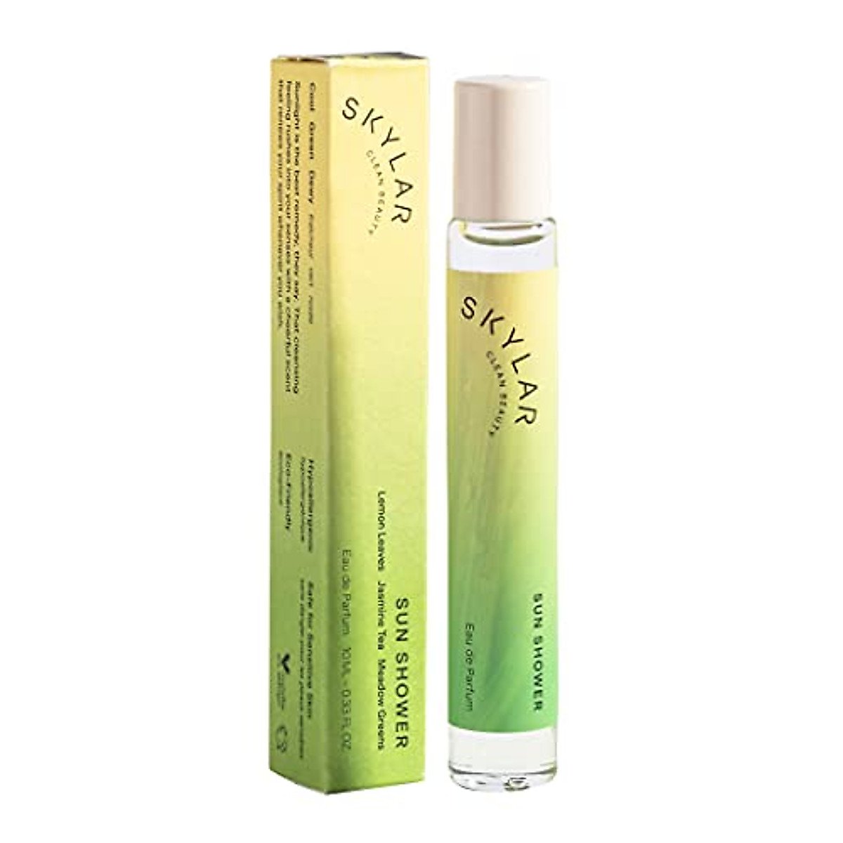 Skylar Sun Shower Eau de Parfum - Hypoallergenic & Clean Perfume for Women & Men, Vegan & Safe for Sensitive Skin - Woody Citrus Perfume with Notes of Lemon, Jasmine & Meadow Greens - 10mL /0.33 Fl oz