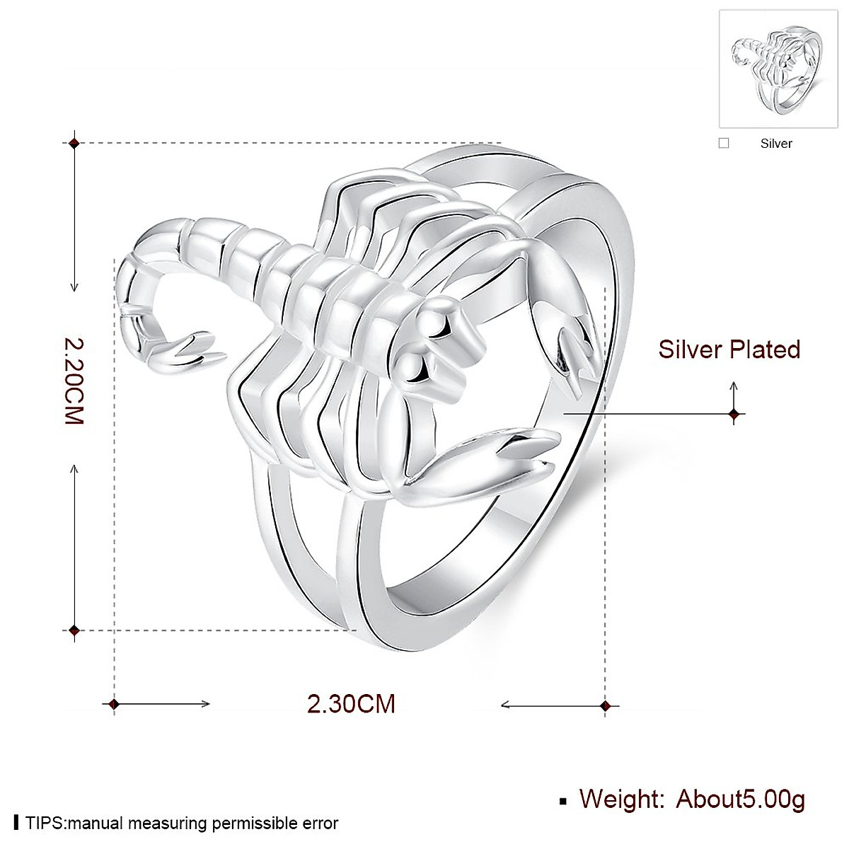 LZD Sterling Silver Plated Fashion Ring Women Scorpion B383 (8)